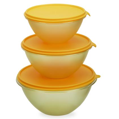 Gluman Round Yellow Plastic Bowl Set of 3 (1900+ 1250+ 980ml) - JioMart