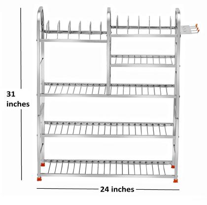Zaib Wall Mounted Stainless Steel Rust Proof Kitchen Rack Bartan Stand ...