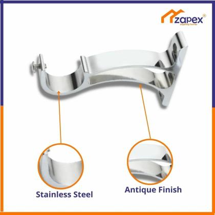 ZAPEX Luxury Chrome Finish Curtain Support for Bracket Parda Holder ...
