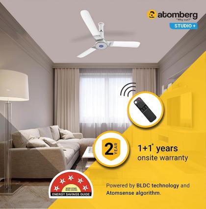 Atomberg Studio Plus 1200 MM 3 Blade Bldc Motor Energy Saving Ceiling ...