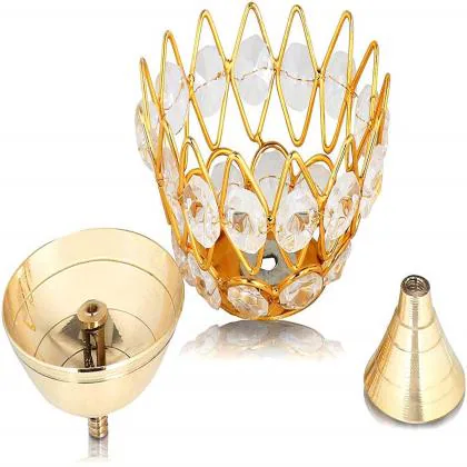 NAVYAKSH Brass Diya Crystal Round Shape Kamal Deep Akhand Jyoti Oil ...