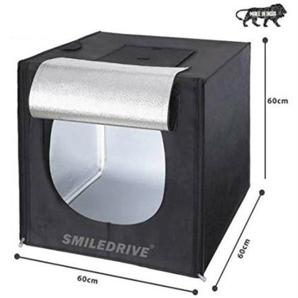 SMILEDRIVE Black and silver Photo Lighting Booth Box Studio With 2 Led ...