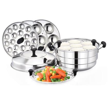 KLASSI KICHEN Stainless Steel Idly Pot with Steamer and Mini 3 Idli ...