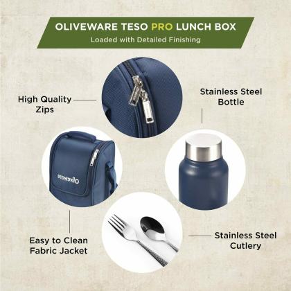 Oliveware Teso Lunch Box with Bottle 4 Containers Lunch Box (blue-pro ...