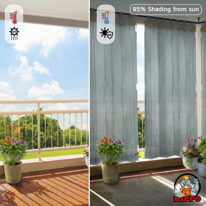 HIPPO - HDPE 95% Sun Blockage Outdoor Balcony Curtain Complete UV ...