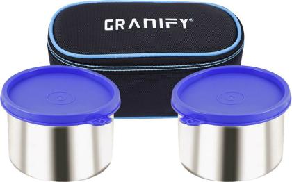 Granify D-1162 Stainless Steel Lunch Box with 2 Stainless Steel ...