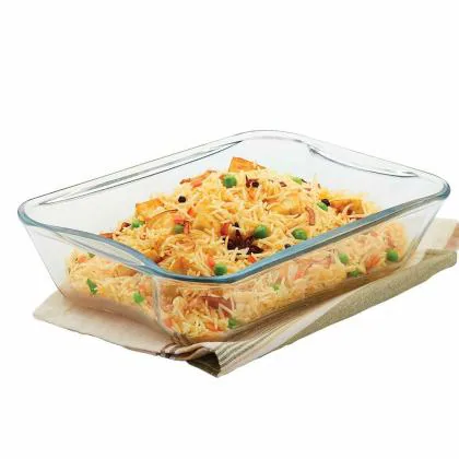Borosil Borosilicate Glass Rectangular Roaster Dish Container, 2500 ML ...