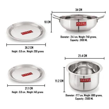 HAZEL Induction Base Cookware Set | Stainless Steel Induction Bottom ...