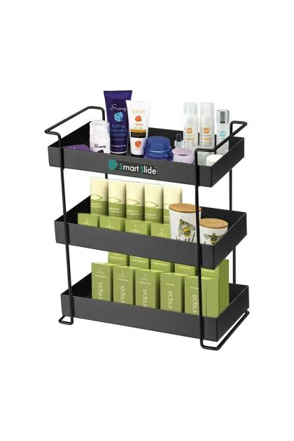 Smartslide Black Metal 3 Tier Multi Purpose Bathroom Shelf Storage ...