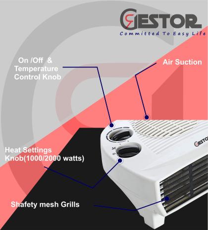 GESTOR Blaze Noiseless with Copper Motor Fan Room Heater, White - JioMart