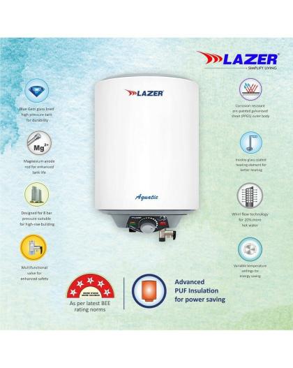Lazer Aquatic 15L Storage Water Geyser Vertical, White - JioMart