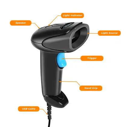PosBox Handheld 1D USB Wired Laser Barcode Scanner Optical Laser High ...