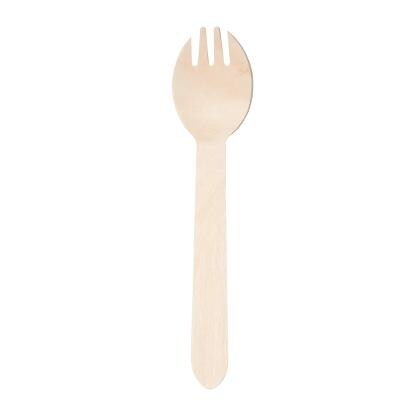 Aumni Crafts Eco Friendly Wooden 16 CM Spork Dual Purpose 2 in 1 Spoon ...