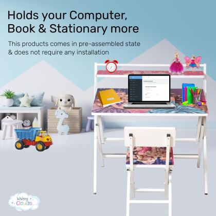 Wishing Clouds Barbie Pattern Foldable Kids Study Table & Chair, Ideal ...