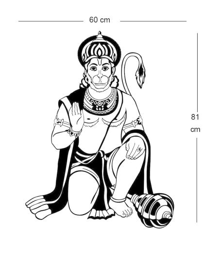 Trends on wall Black Vinyl Lord Hanuman Wall Sticker 81 x 60 cm - JioMart