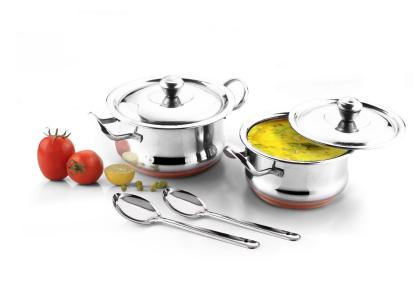 Kitchen Krafts Stainless Steel Copper Bottom Cookware Set 6 pcs - JioMart