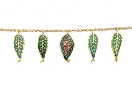Sensimon Ganesha Asopalav Leaves Green Metal Decorative Toran 37 inch ...