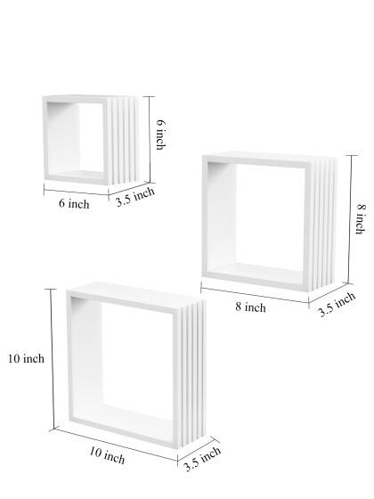 Home Sparkle White MDF Cube Wall Mounted Floating Shelves (Set of 3 ...
