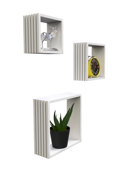 Home Sparkle White MDF Cube Wall Mounted Floating Shelves (Set of 3 ...