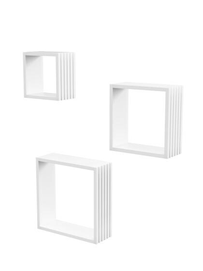 Home Sparkle White MDF Cube Wall Mounted Floating Shelves (Set of 3 ...