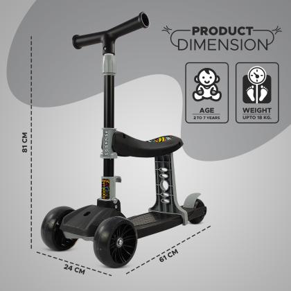 Kiwi Kool 2 in 1 Seat, Stand Scooter with Adjustable Height, Rotary ...