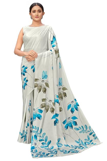 Monjolika Fashion White Satin Saree - JioMart