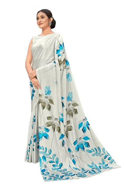 Monjolika Fashion White Satin Saree - JioMart