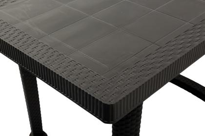 Esquire Trofi Plastic Dining Table-Black, 4 Seater, Cane Matte Surface ...