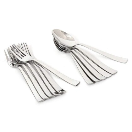 Parage 12 Pcs Stainless Steel Dinner Spoon & Fork for Eating and Dining ...