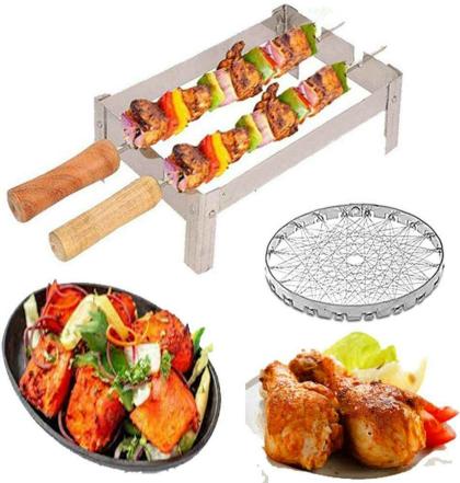 Anshez Multicolor Foldable Barbeque Grill Stand With Knife (Set Of 1) - JioMart