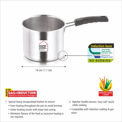 HOMEZONE-Stainless Steel Induction Bottom Milk Pan 14cm - JioMart