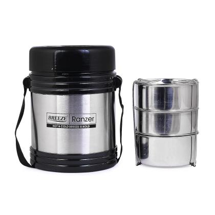 Breeze Ranzer 3 Sliver And Black Stainless Steel Lunch Box Set of 3 ...