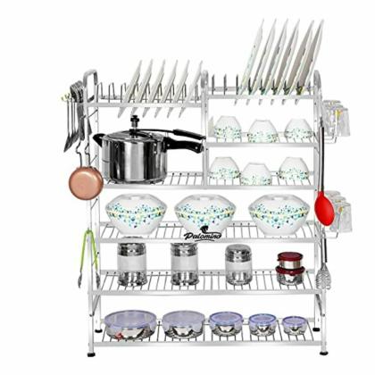 PALOMINO 5 Layer Shelf Wall Mount Utensils Dish Rack | Stainless Steel ...