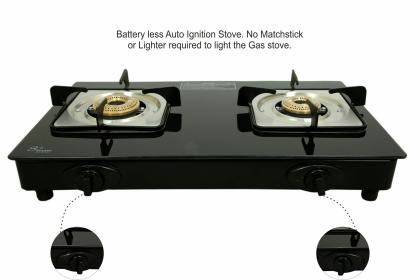 Thermador Black Steel Glass Top Auto Ignition 2 Brass Burner Gas Stove ...