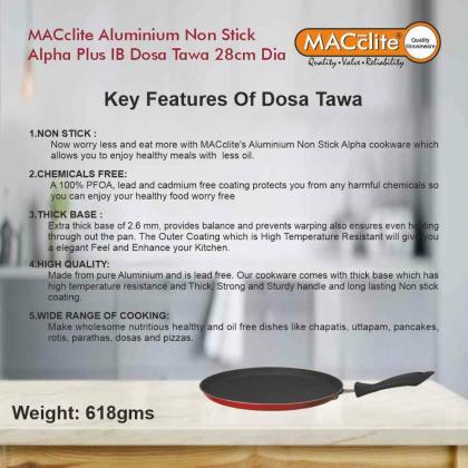MACclite Aluminium Non Stick Alpha Plus Induction Bottom Dosa Tawa ...