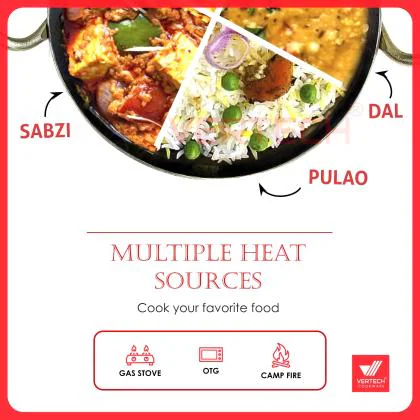 VERTECH Natural Pure Iron (Loha) Traditional Kadai, Fry Pan, Frying ...