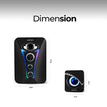 Akai Zest MS2222 22W 2.1 Channel Wired Gaming Speaker with Subwoofer ...