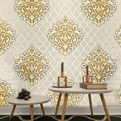 RoseCraft 3D Damask Design Embossed Wallpaper for Living Room Latest ...