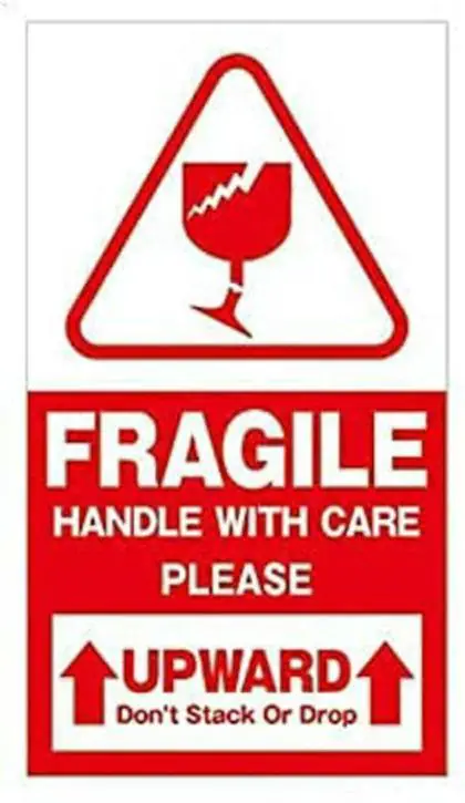 Blackdreams Red, White Fragile Handle With Care Keep Dry Upward Sticker ...