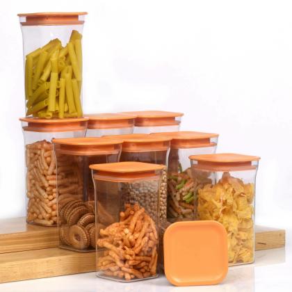 PREXO Orange Plastic Kitchen Grocery Storage Containers 1100 ml - Pack ...