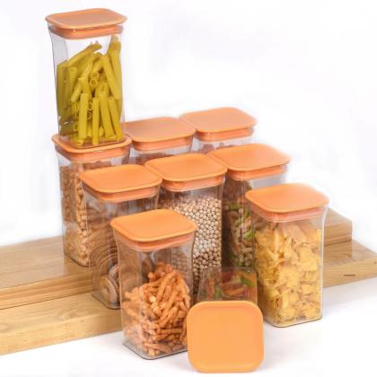 PREXO Orange Plastic Kitchen Grocery Storage Containers 1100 ml - Pack ...
