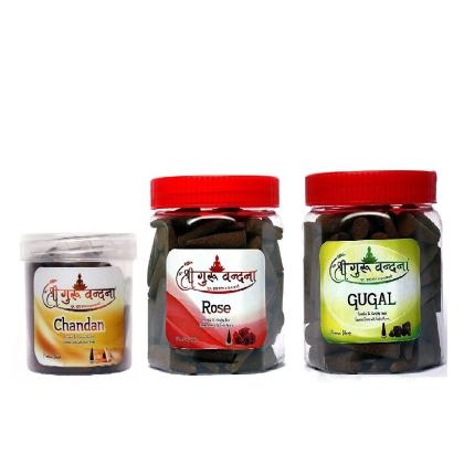 SHREE GURU VANDANA -CHANDAN DHOOP IN ROUND BOX-ROSE+ GUGGUL DHOOP 60 ...