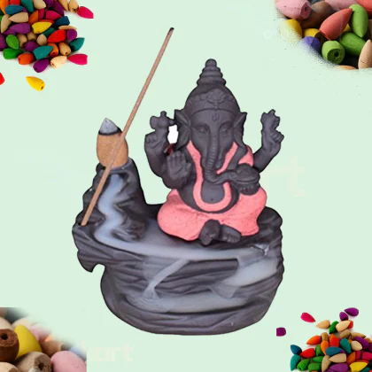 Lord Orange Ganesha Smoke Backflow Cone Incense Holder Decorative ...