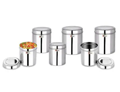 Ebun Heavy Gauge Silver Stainless Steel Small Dabba Containers (Set of ...