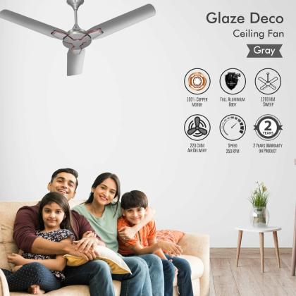 Singer Glaze Deco 1200Mm Grey Ceiling Fan - JioMart