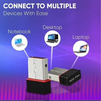 PremiumAV Adapter Mini 2.4Ghz 450Mbps Wireless Wifi Dongle 802.11n Connector USB LAN Card (Black ...