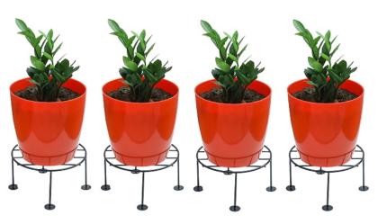 Appeasy Black Metal Round Pot Stand 8 pcs (20 cm x 10.5 cm) - JioMart