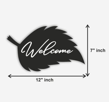 CVANU Beautiful Welcome Black MDF Leaf Cutting Design Wooden Wall ...