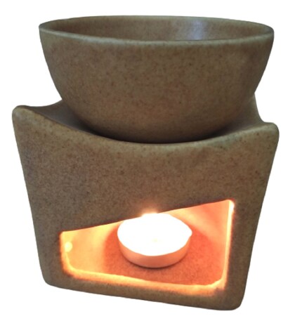 RTWARE Brown Soil Square Ceramic Aroma Oil Diffuser Burner 11 x 9 cm ...