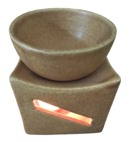 RTWARE Brown Soil Square Ceramic Aroma Oil Diffuser Burner 11 x 9 cm ...